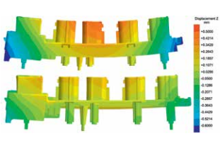 Fig. 2: Insulating body of a multi-pole connector made of PP-GF25. Base ...